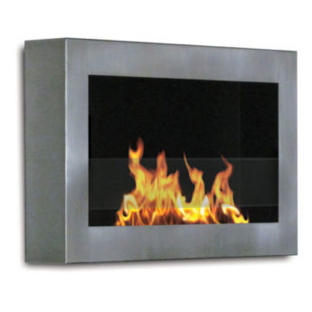 SoHo Wall Mount Fireplace in Stainless Steel - Anywhere Fireplace